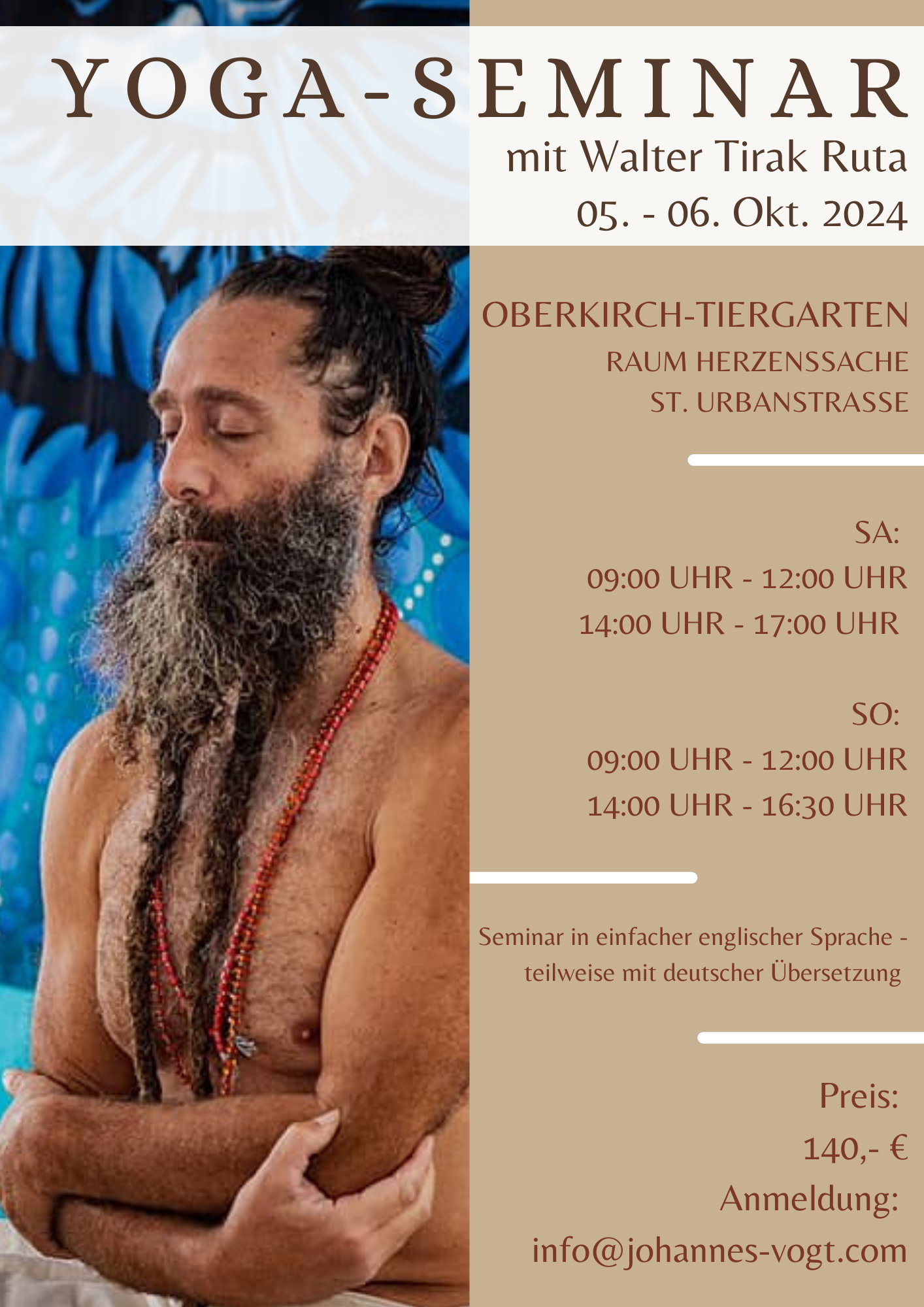 Yoga Workshop mit Walter Tirak Ruta • Johannes Vogt - Yoga, Thai ...